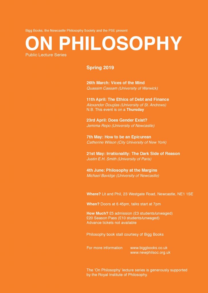 Forthcoming events in Newcastle Philosophy | Philosophy@Newcastle