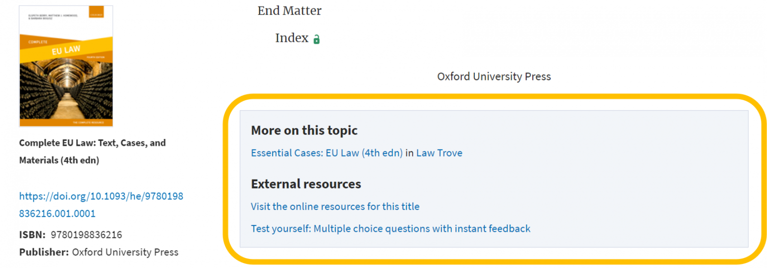 Resource in focus: OUP Law Trove (revised) – Library Subject Support