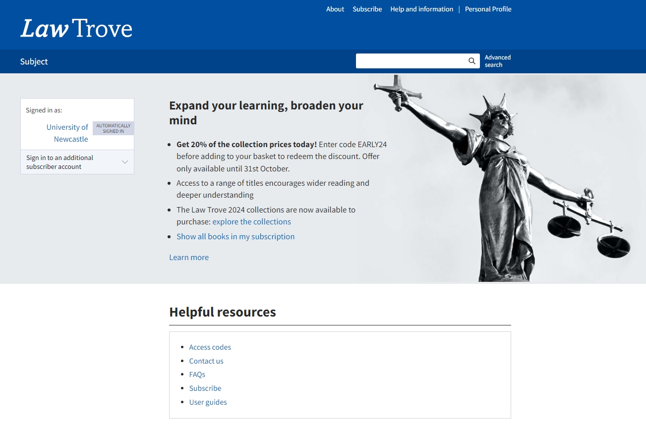Resource in Focus: OUP Law Trove – Library Subject Support